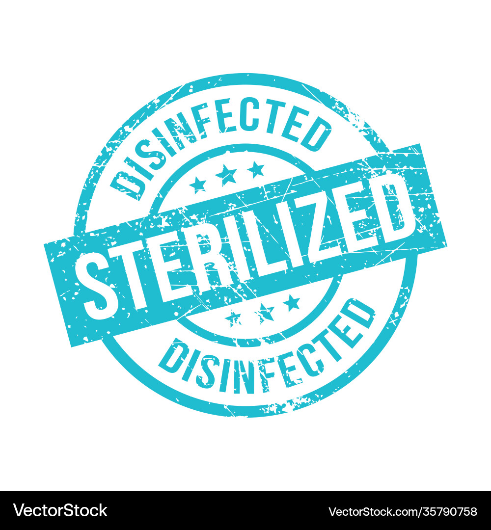 Sterilized-disinfected print stamp blue Royalty Free Vector