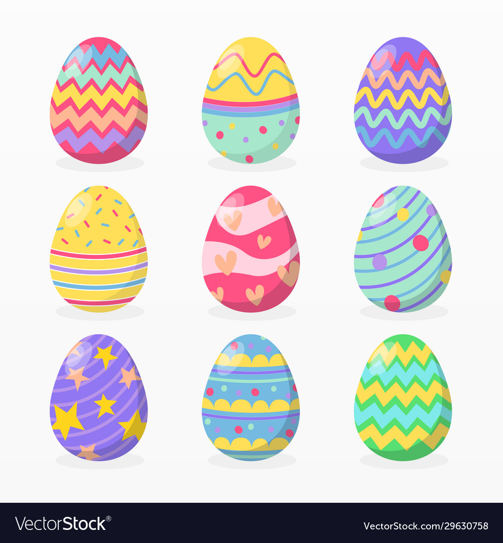 Variety easter eggs set Royalty Free Vector Image