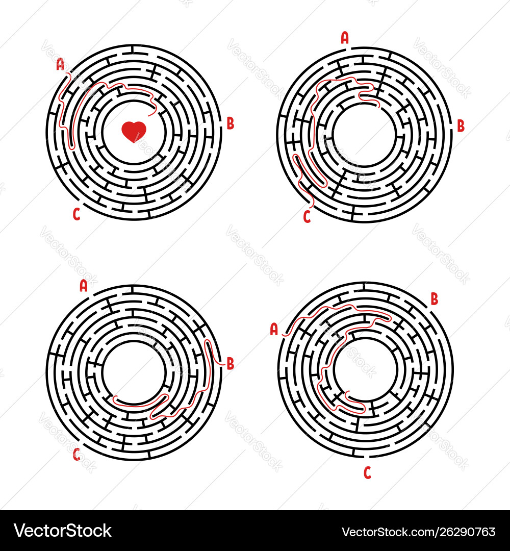 A set round mazes game for kids puzzle Royalty Free Vector