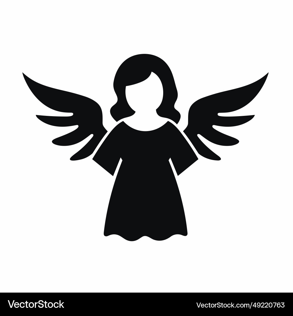 Angel black icon on white background angel Vector Image