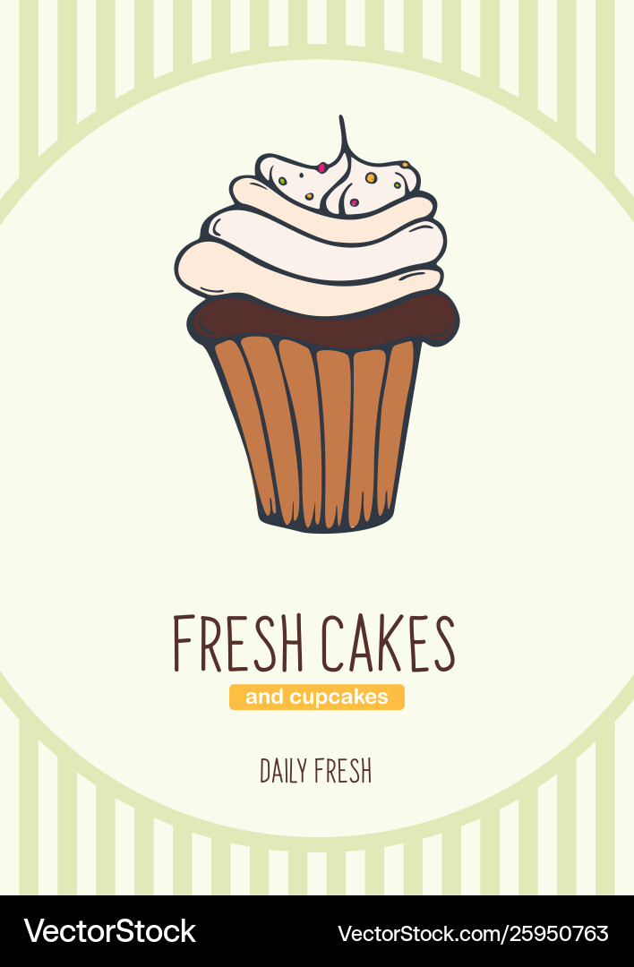 Cupcakes and cakes banner bakery pastry Royalty Free Vector