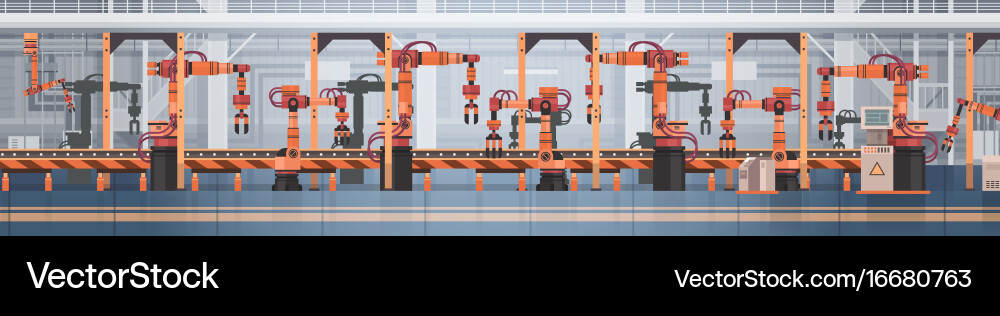 Factory production conveyor automatic assembly Vector Image