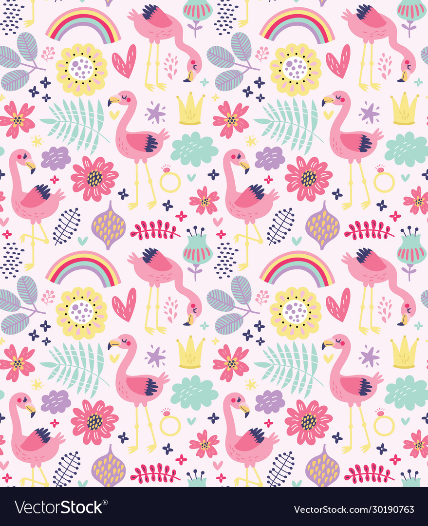 Flamingo seamless pattern Royalty Free Vector Image