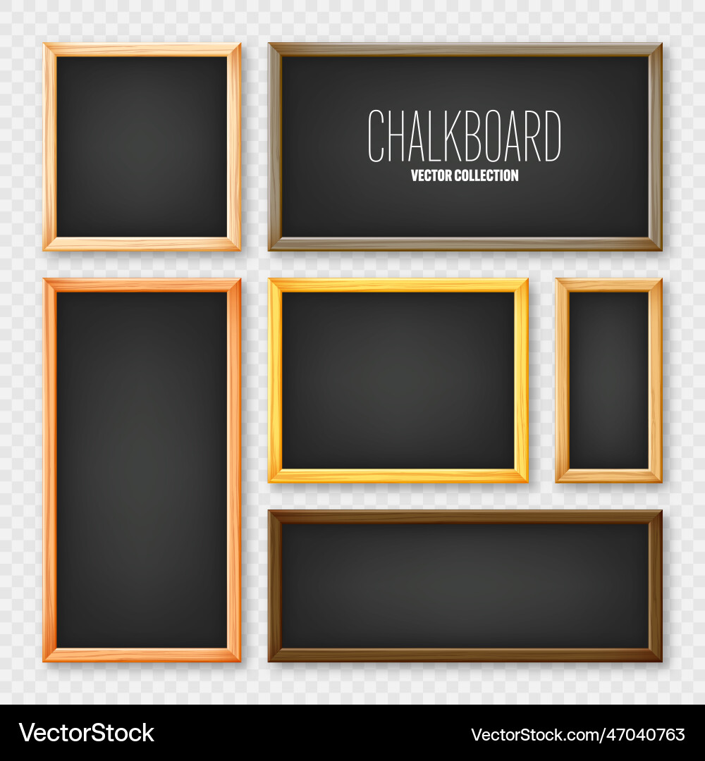 Realistic various chalkboards in a wooden frame Vector Image