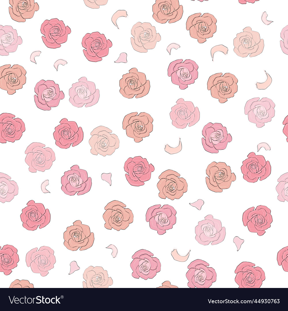 Seamless pattern rose and peony flowers confetti Vector Image