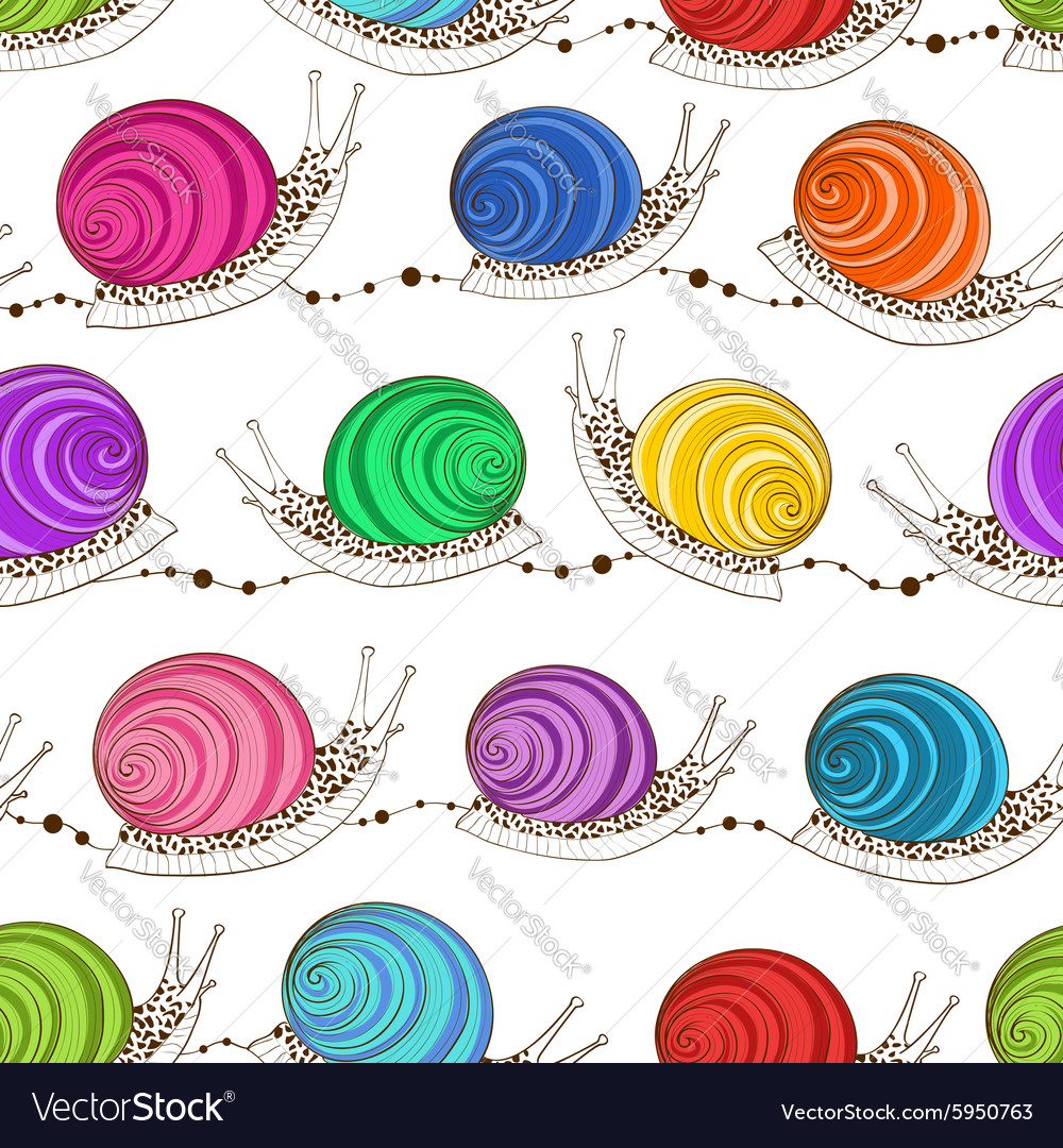 Seamless pattern snails Royalty Free Vector Image