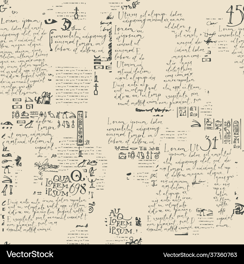 Seamless pettrn with handwritten and printed text Vector Image