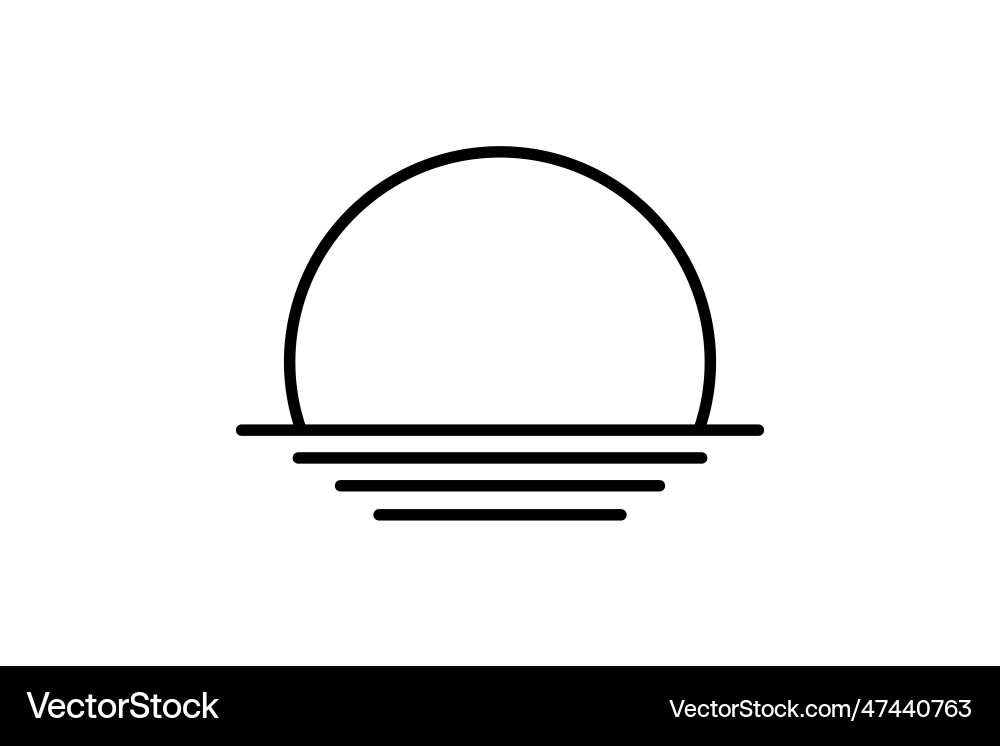 Sunset or sunrise icon sun beach line style Vector Image