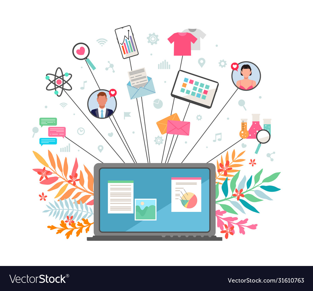 Work on computer Royalty Free Vector Image - VectorStock