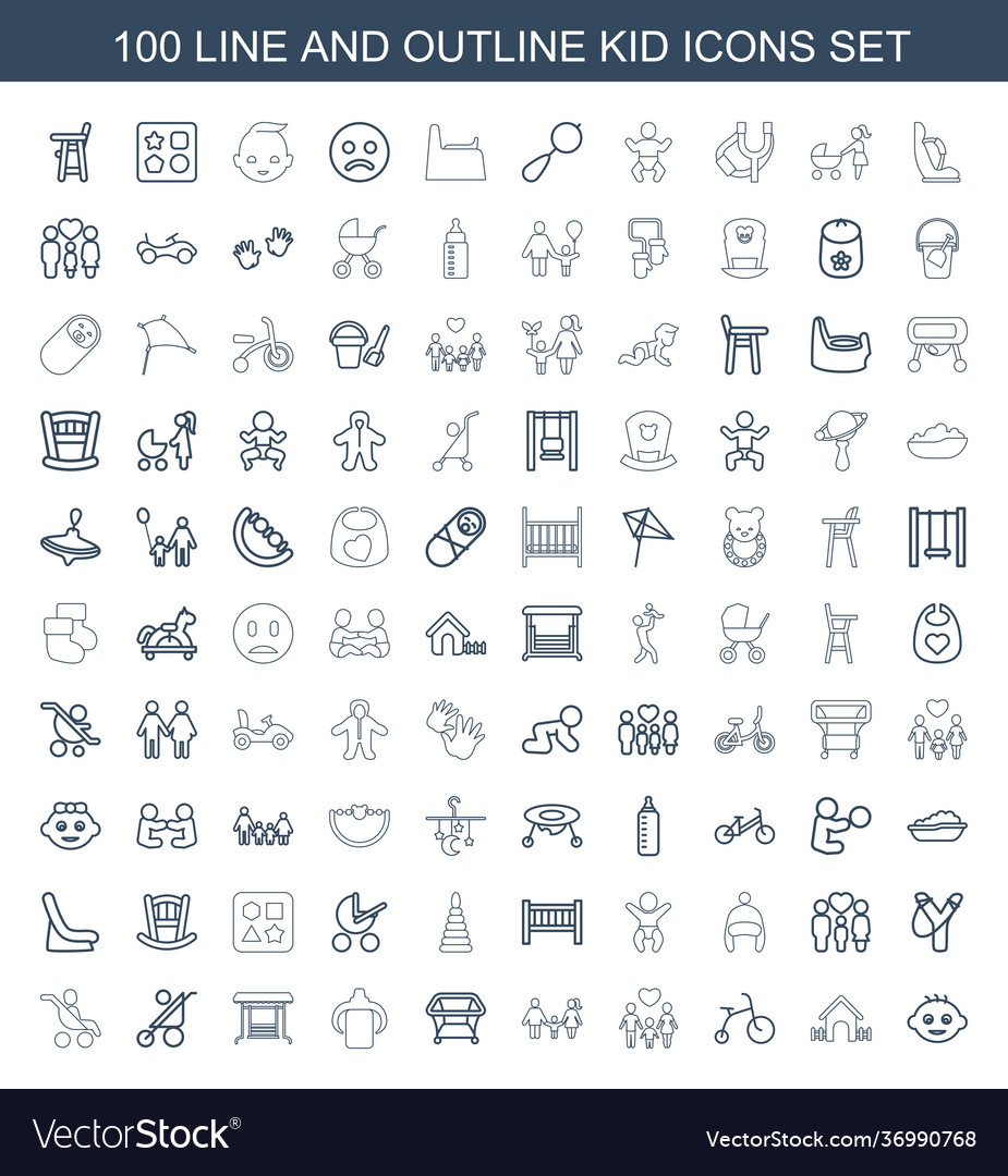 100 Kid Icons Royalty Free Vector Image - Vectorstock