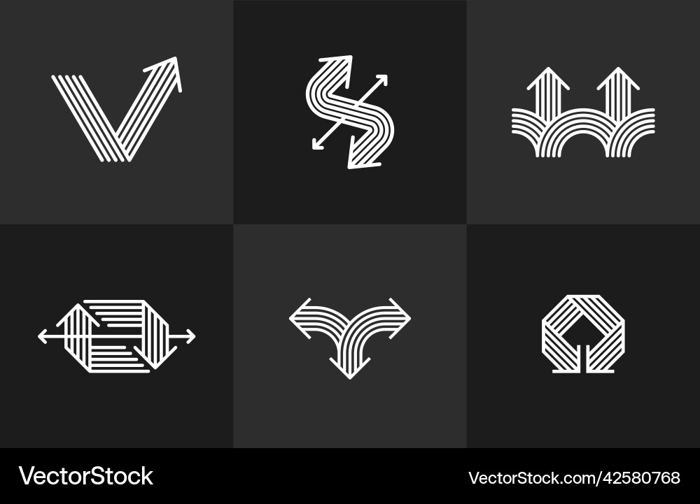 Arrow original logos set isolated pictogram Vector Image