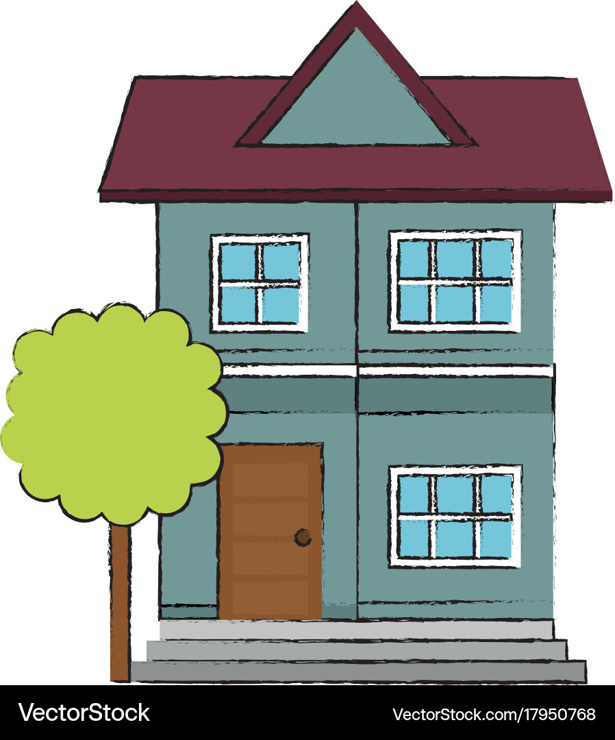 Beautiful house building with trees Royalty Free Vector