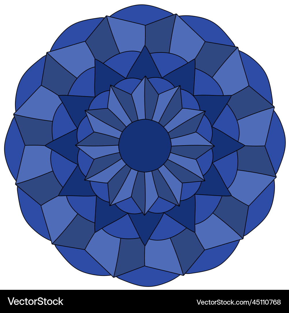 Blue ornate mandala with simple petals decorative Vector Image