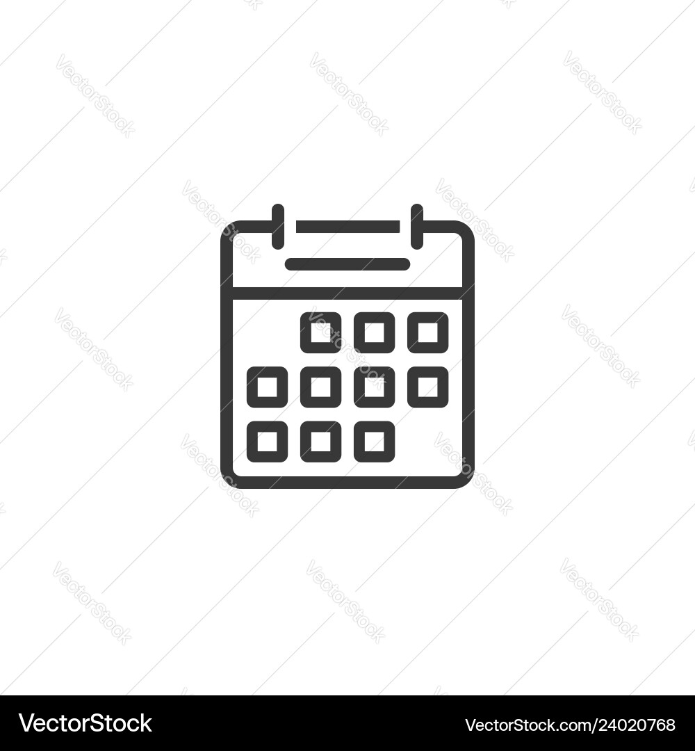 Calendar icon line outline design isolated Vector Image