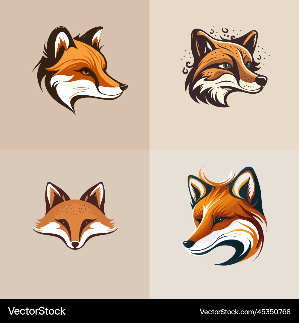 Fox head logo minimal modern icon flat style Vector Image