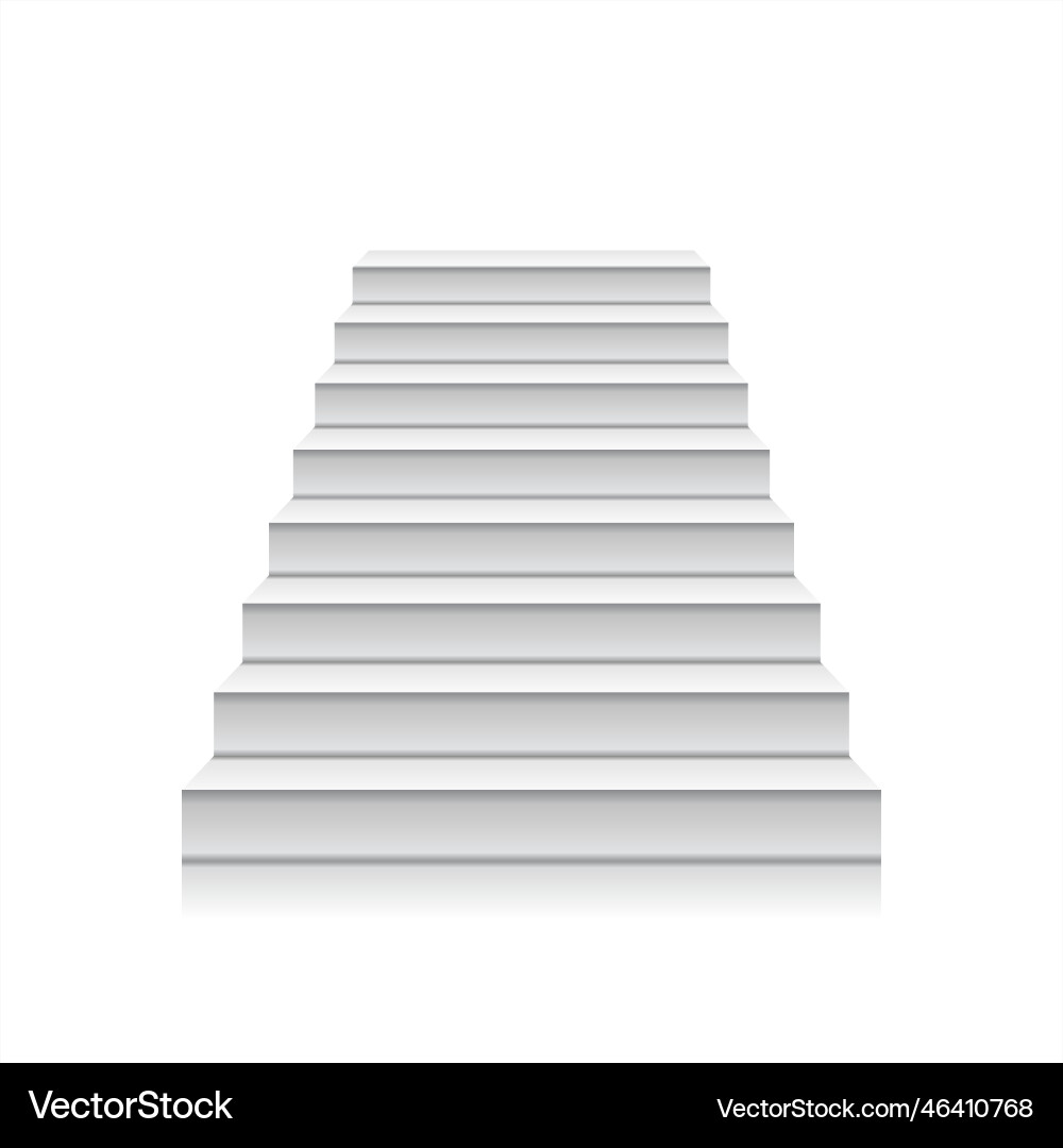 Front view of white staircase steps up Royalty Free Vector