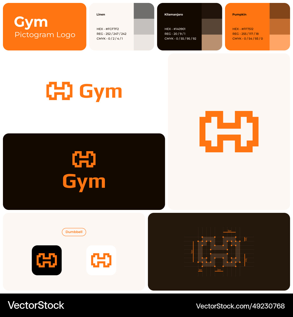 Gym orange line business logo Royalty Free Vector Image