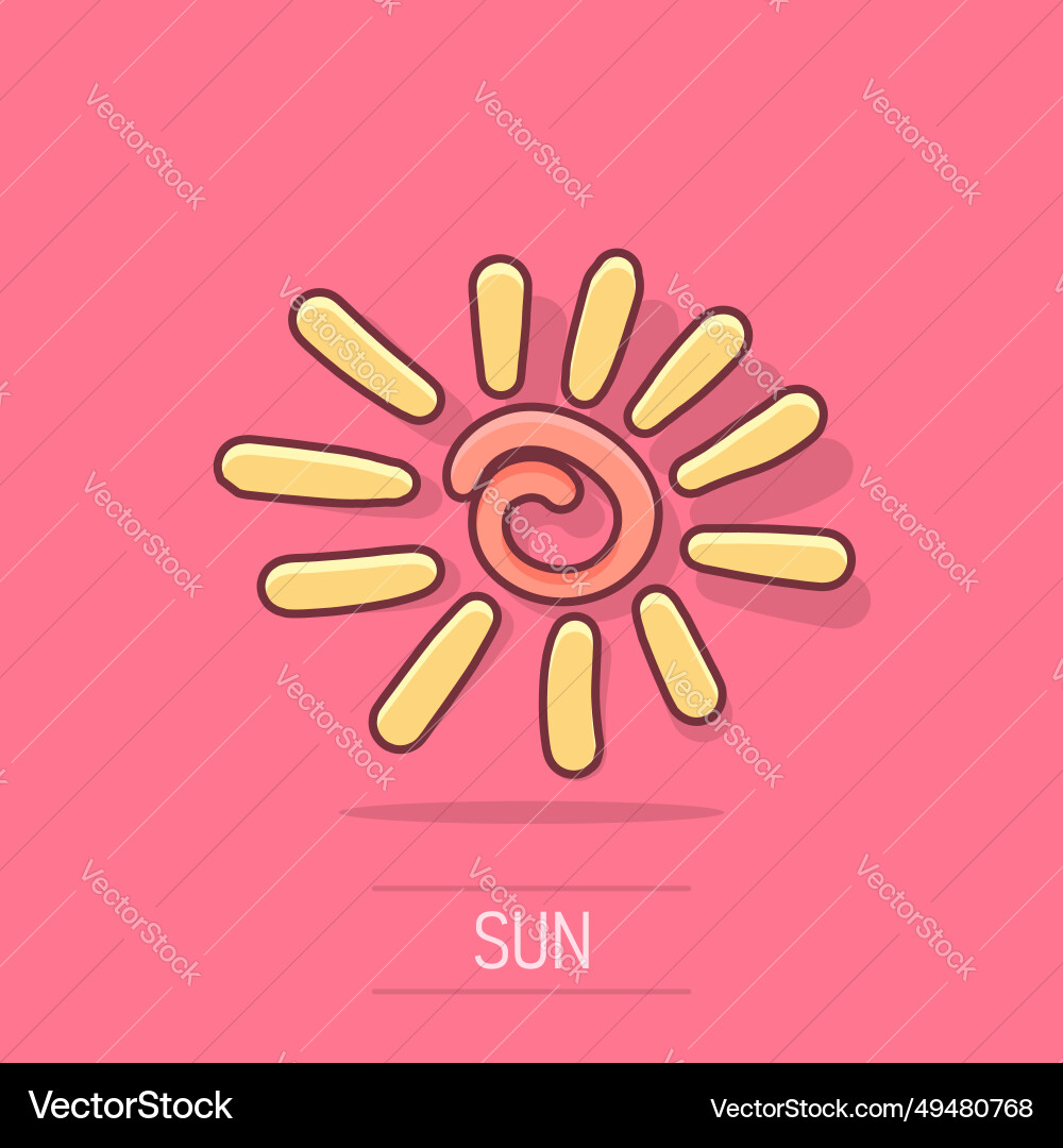 Hand drawn sun icon in comic style summer sign Vector Image