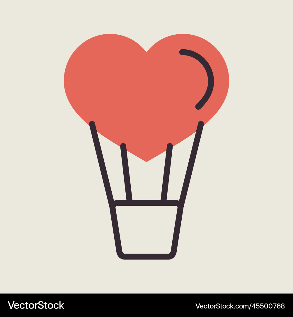Heart air balloon isolated icon Royalty Free Vector Image