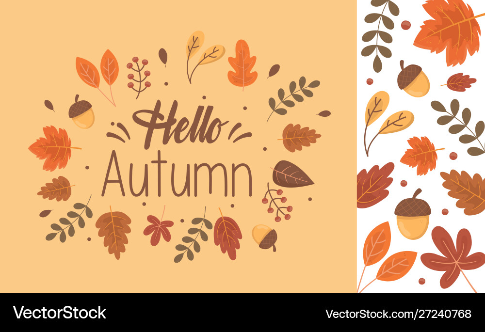 Hello autumn banner season design Royalty Free Vector Image