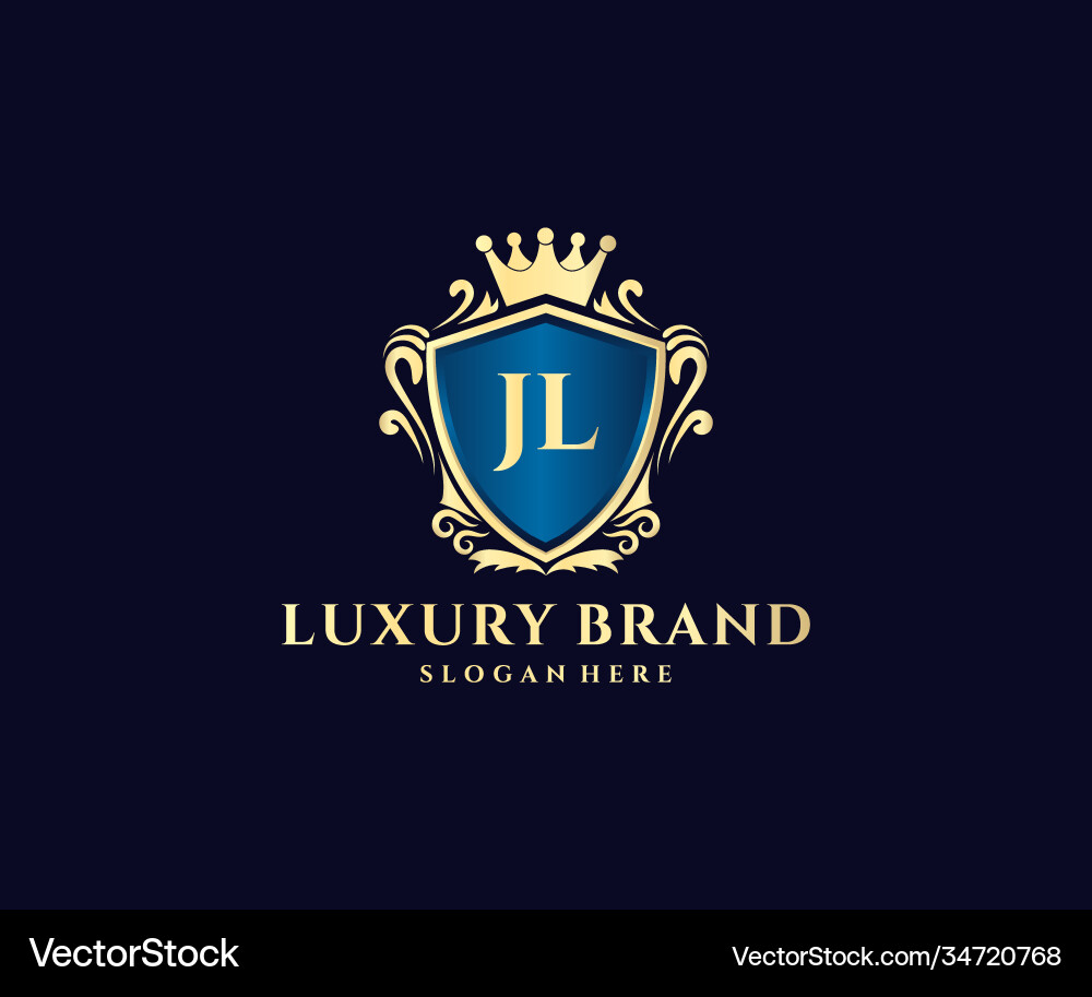 Jl initial letter gold calligraphic feminine Vector Image