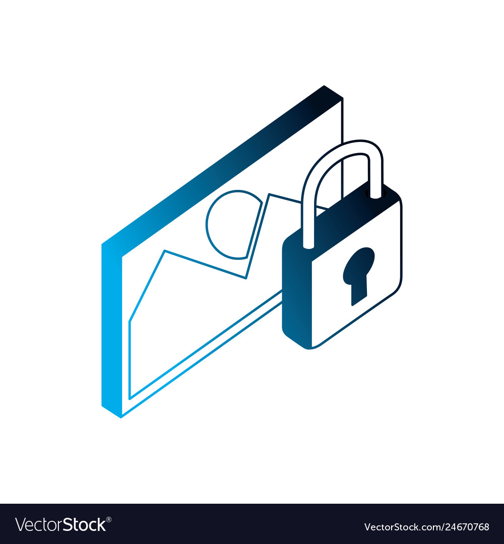 Photo Image Security Data Network Isometric Vector Image