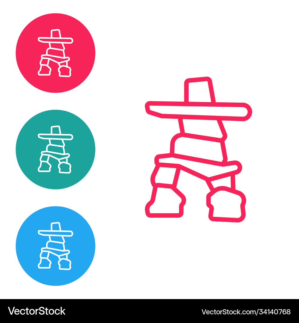 Red line inukshuk icon isolated on white Vector Image