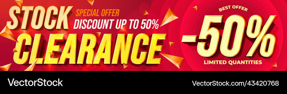 Stock clearance promotion banner template Vector Image