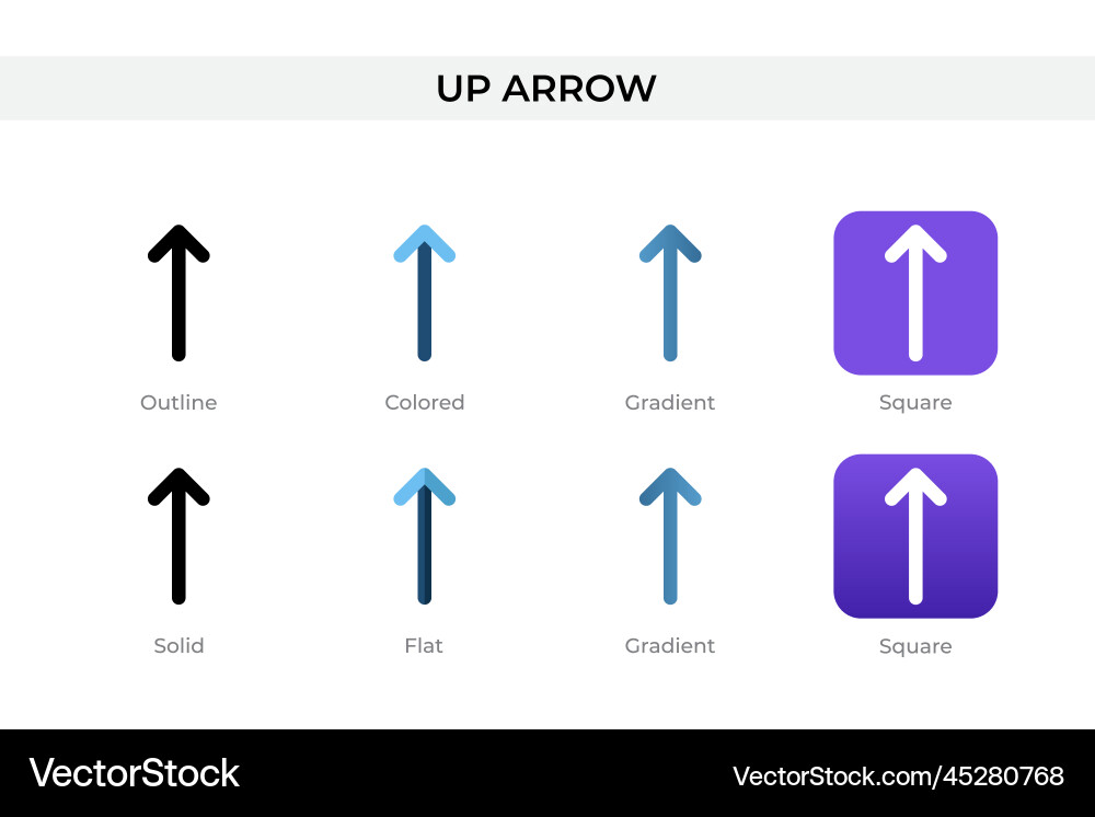 Up arrow icon in different style arrow icons Vector Image
