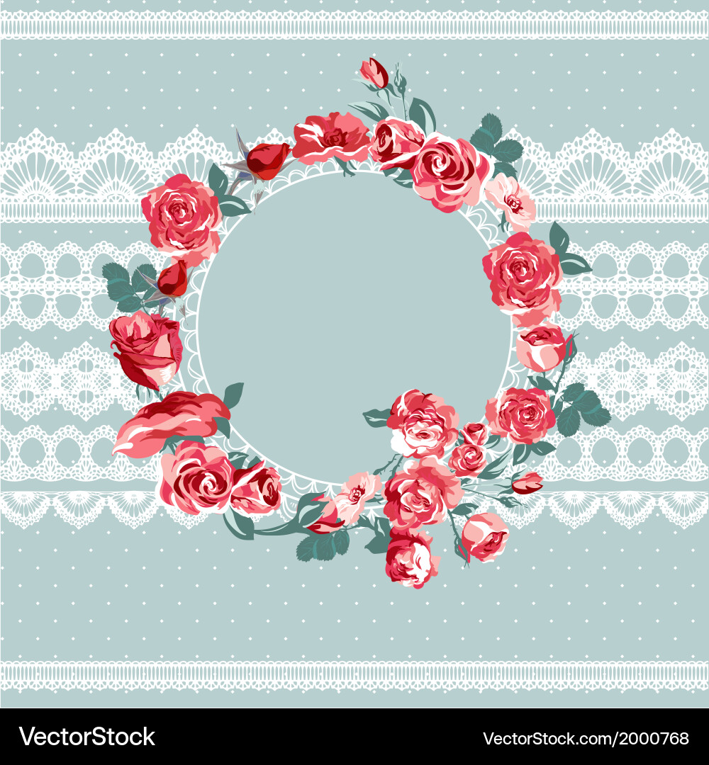 Vintage floral lace background with roses Vector Image