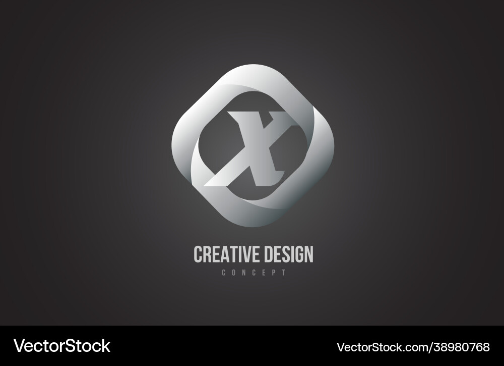 X grey black alphabet letter logo icon creative Vector Image