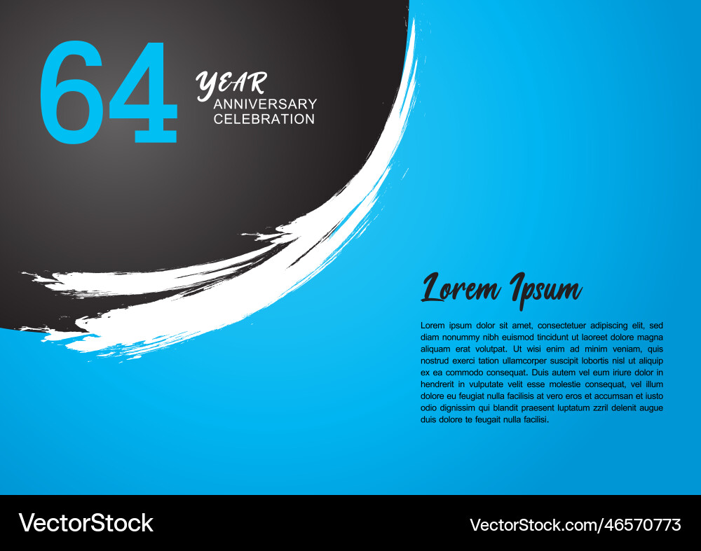 64 year anniversary celebration logotype on blue Vector Image