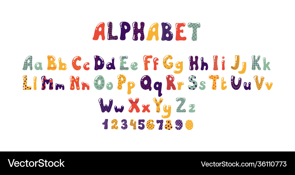 Bubble font colorful alphabet with balloon Vector Image