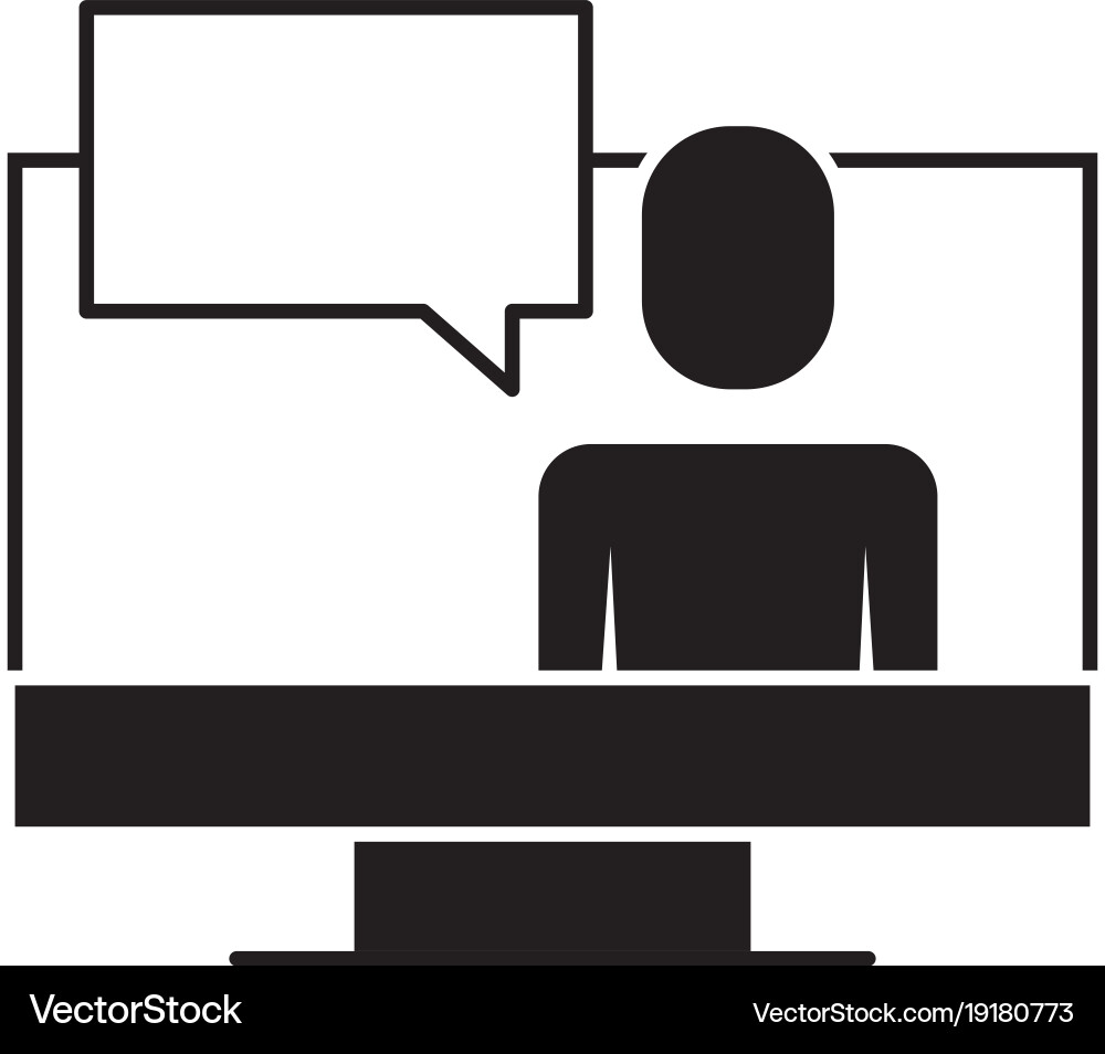 Businessman on screen laptop discussion chat Vector Image