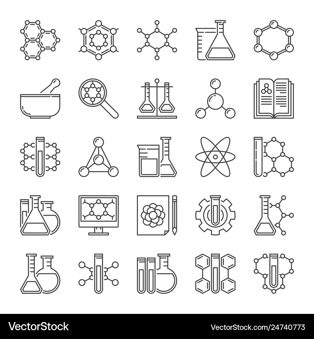 Chemistry and science icons in thin line Vector Image