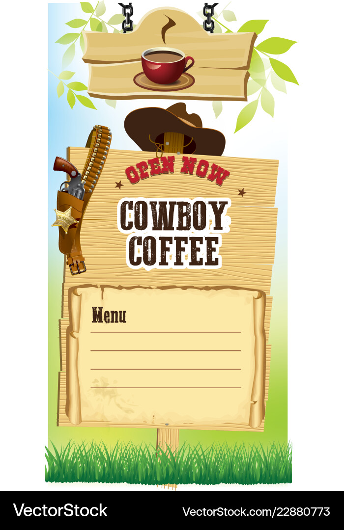Cowboy style coffee shop banner Royalty Free Vector Image