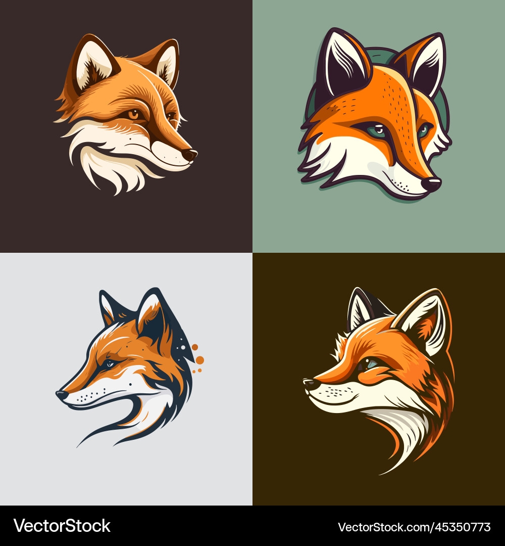 Fox head logo minimal modern icon flat style Vector Image