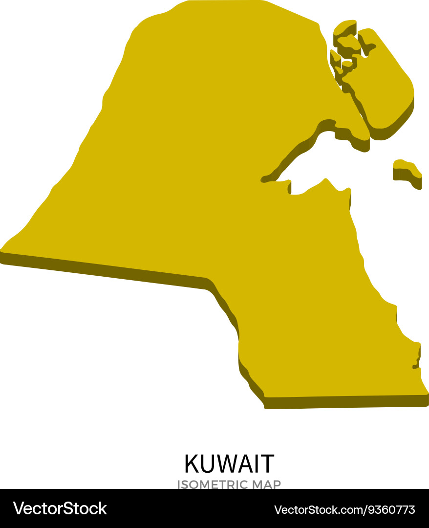 Isometric map of Kuwait detailed Royalty Free Vector Image