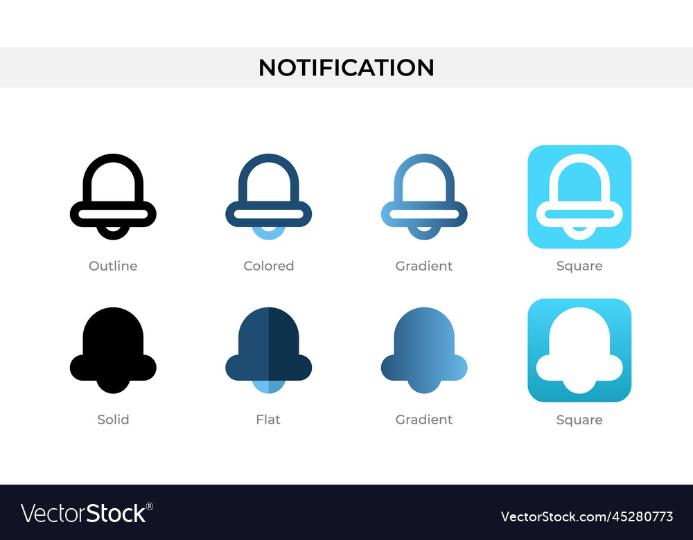 Notification icon in different style notification Vector Image