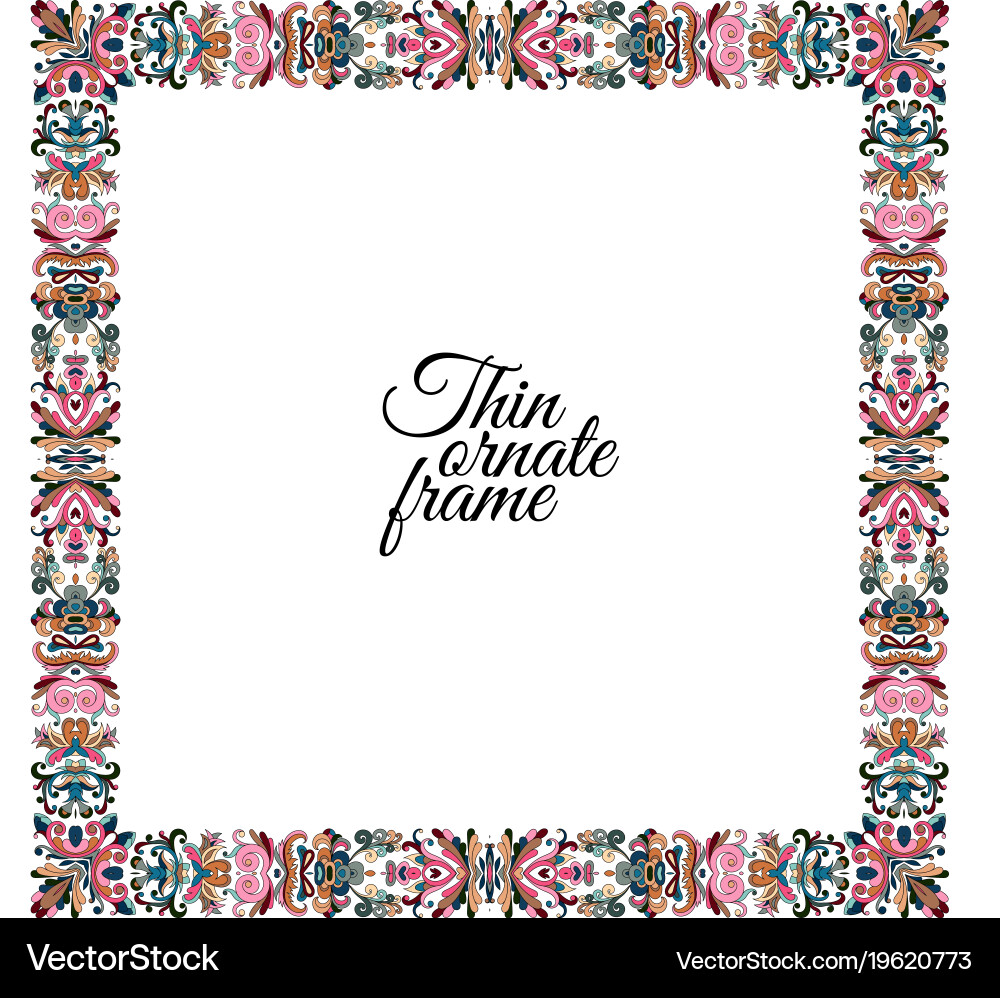 Pastel colors thin frame with floral ornament Vector Image