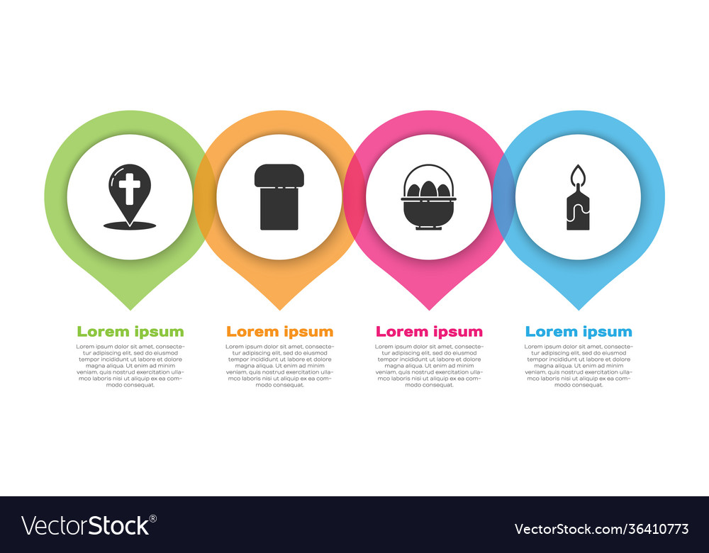 Set map pointer with christian cross easter cake Vector Image