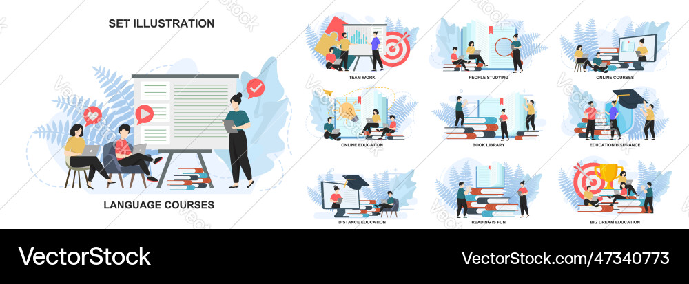 Set of web page design templates for education Vector Image