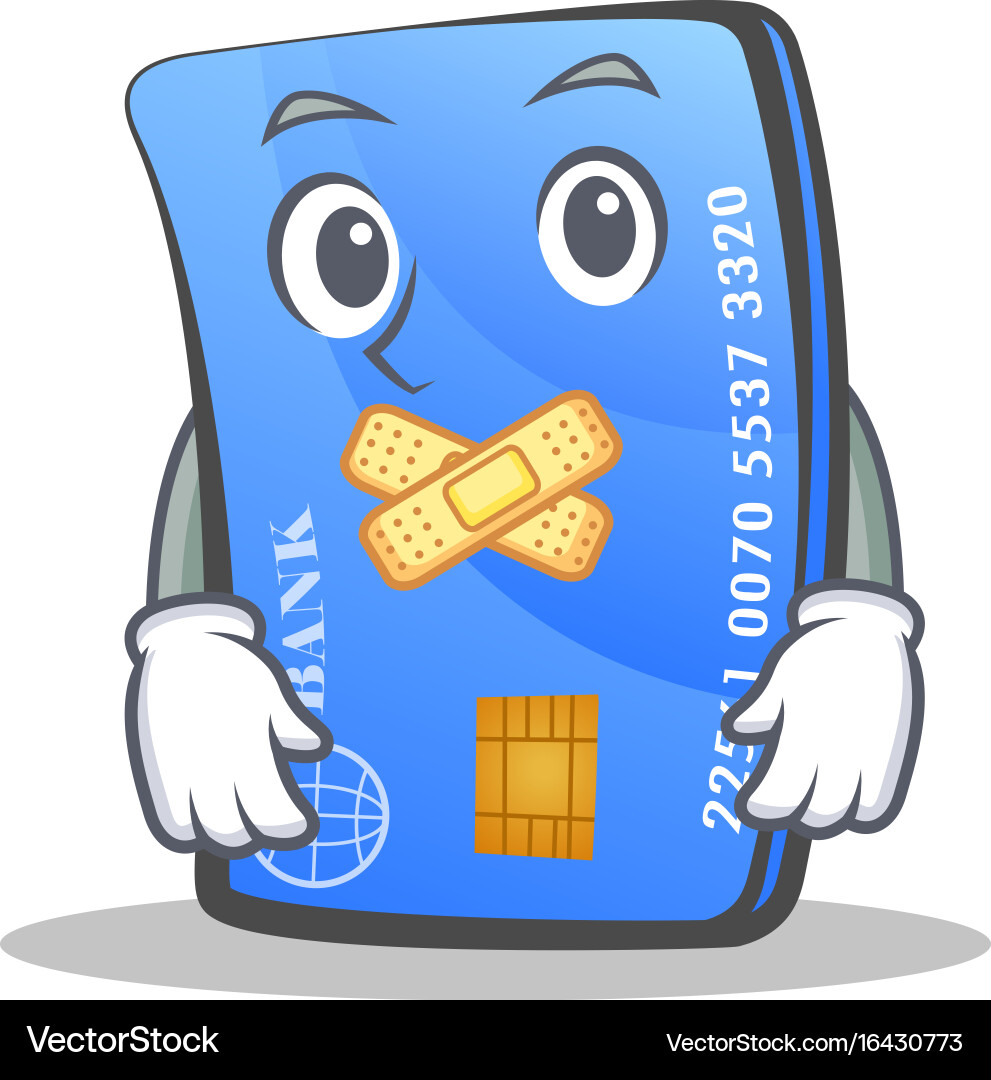 Silent credit card character cartoon Royalty Free Vector