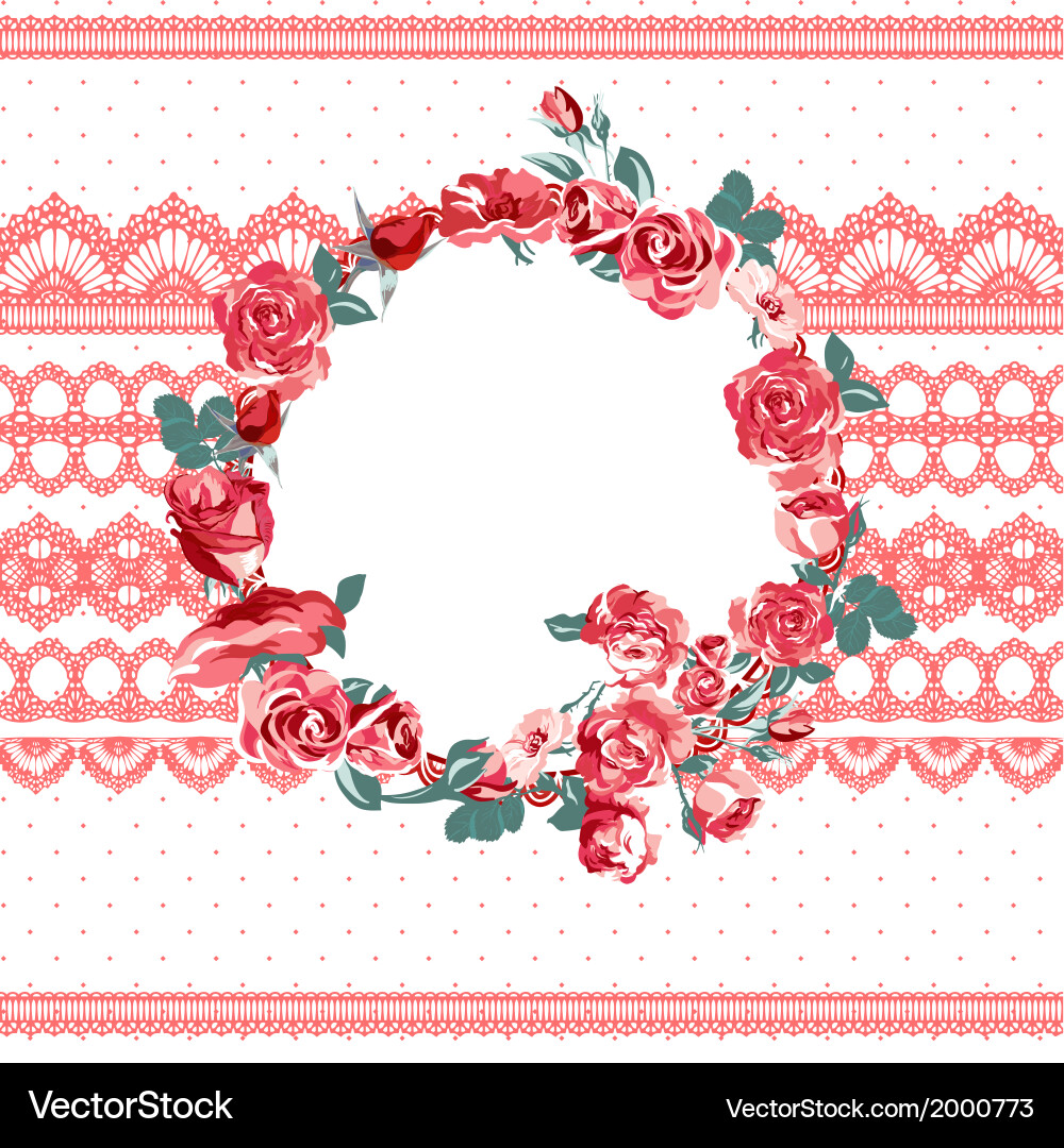 Vintage floral lace background with roses Vector Image