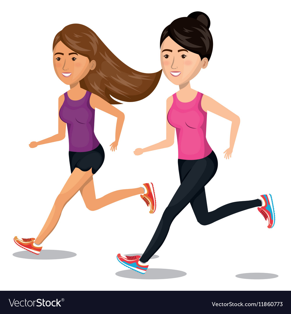 Women running characters icon Royalty Free Vector Image