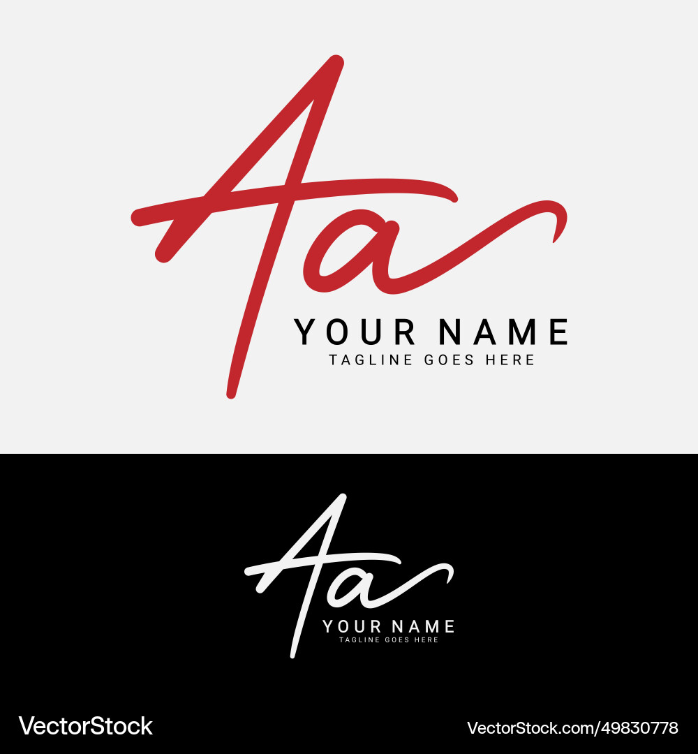 Aa a initial handwritten signature letter logo Vector Image