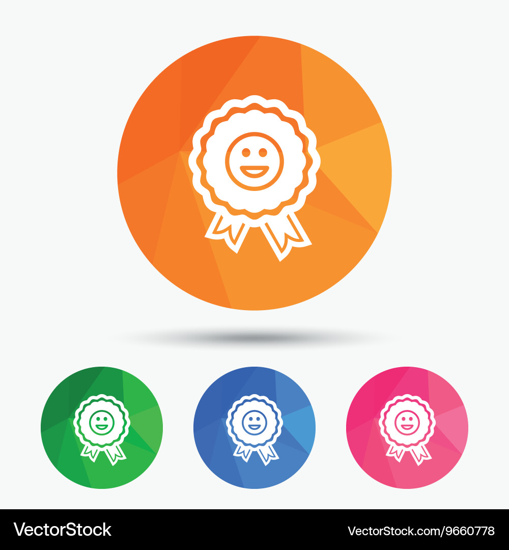 Award smile icon happy face symbol Royalty Free Vector Image