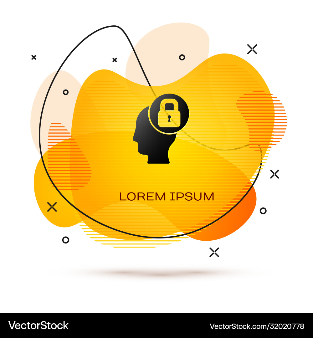 Black human head with lock icon isolated on white Vector Image