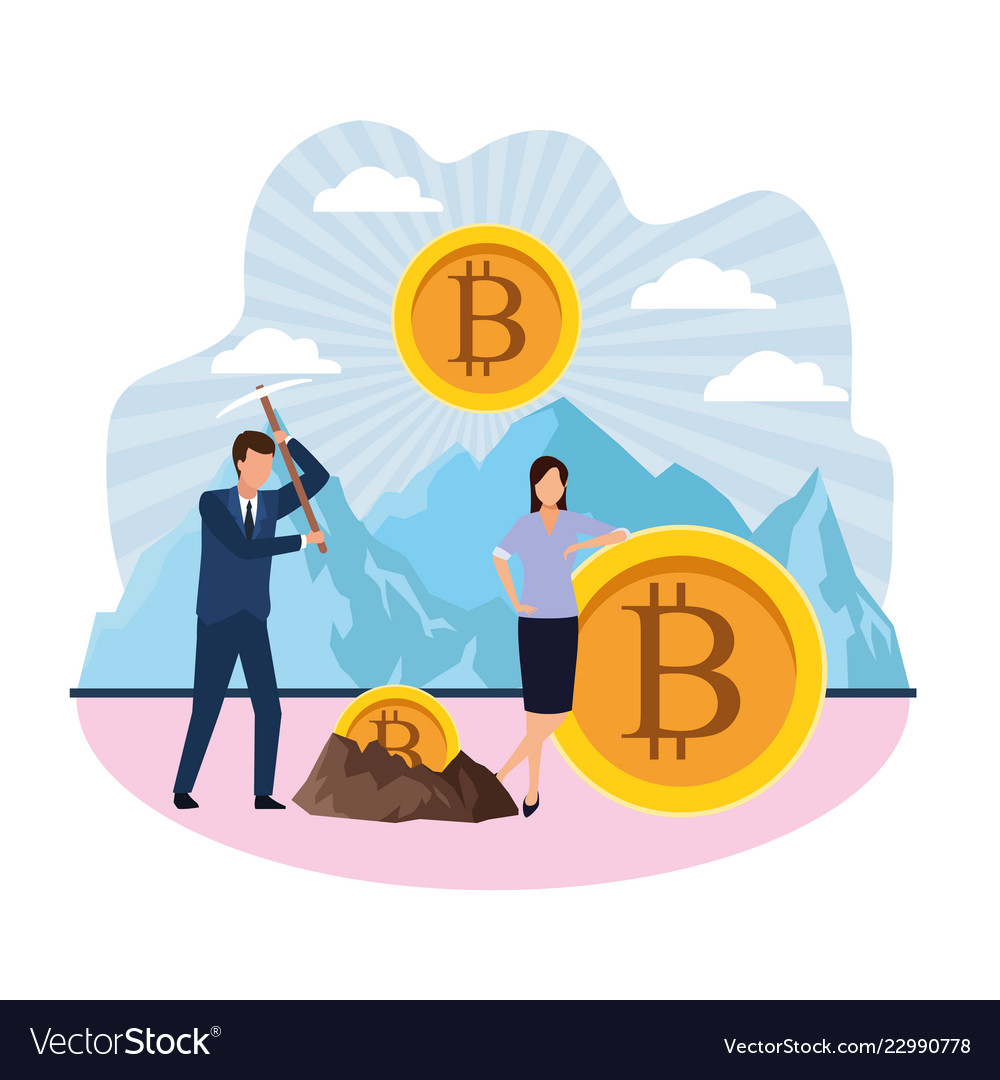 Digital mining bitcoin Royalty Free Vector Image