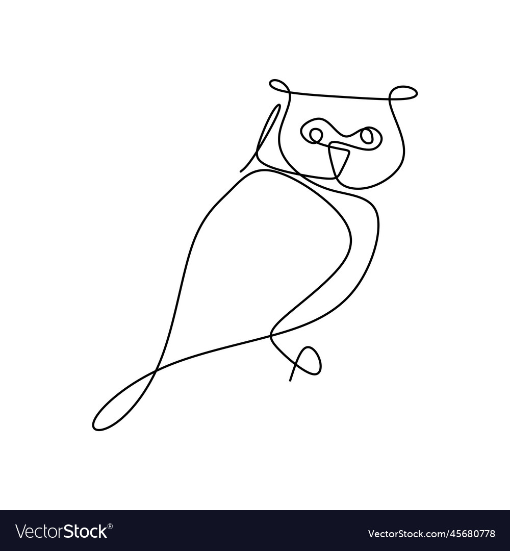 Drawing a continuous line of owls with simple Vector Image